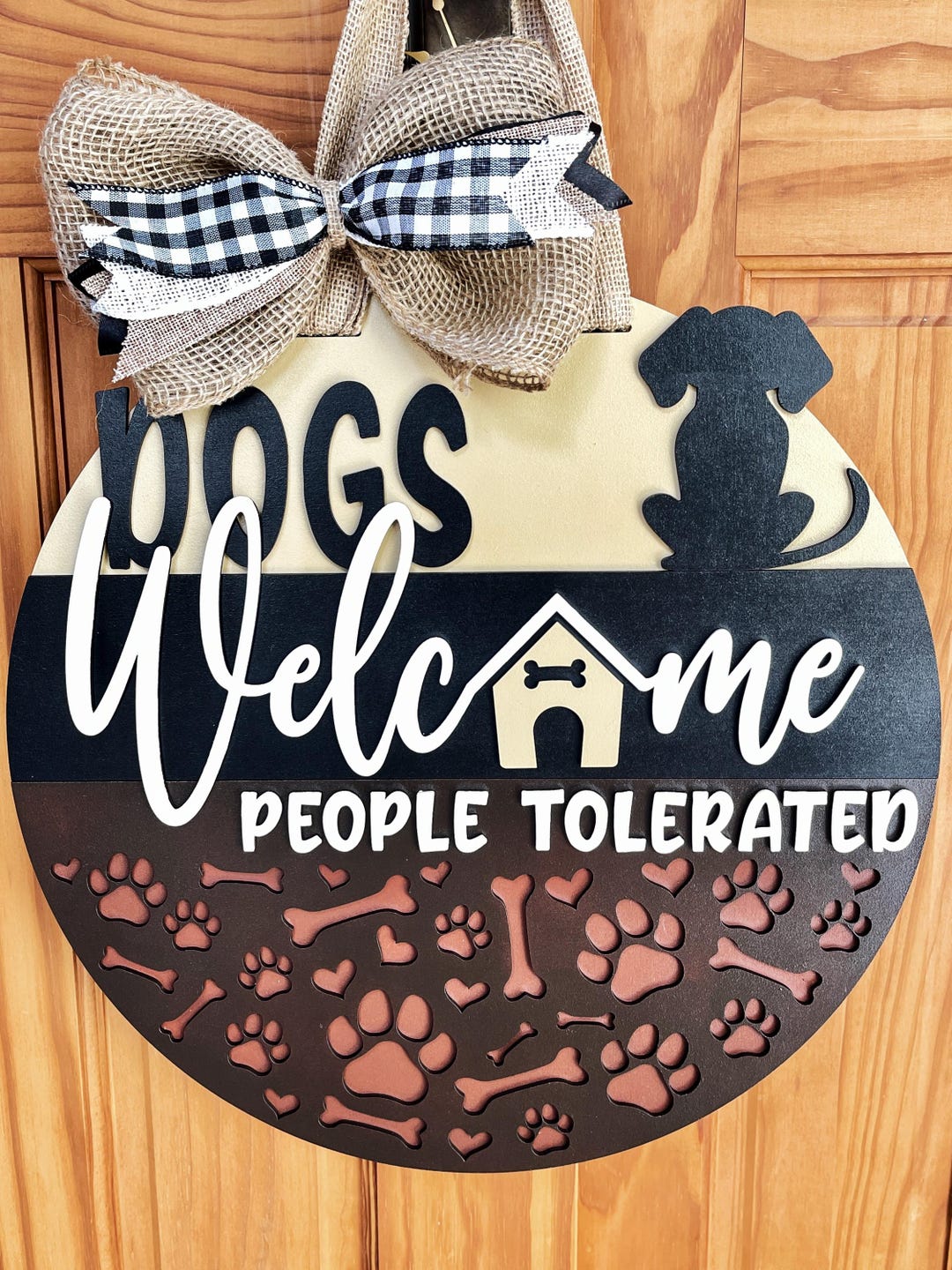 Dogs Welcome People Tolerated Door Hanger – Funny Dog Lover Front Door ...
