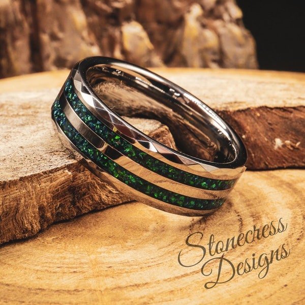 Green Tungsten Ring - Etsy