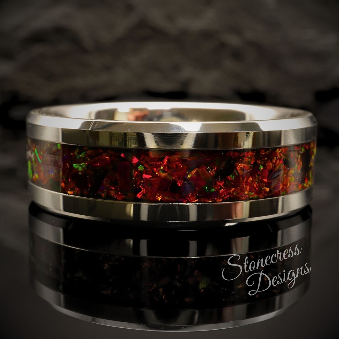 Men's Wedding Ring| Polished Tungsten Ring| Blood Red| Men's Wedding ...