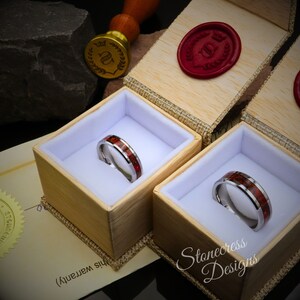 Blood Red Couples Rings| His and Her Rings| Polished Tungsten Rings ...