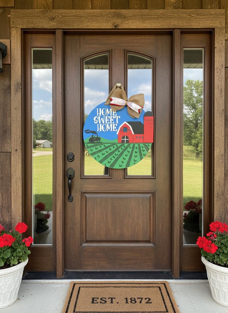 Home Sweet Home Farmhouse Barn Door Sign, Rustic Layered Entryway Decor ...