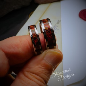 Blood Red Couples Rings| His and Her Rings| Polished Tungsten Rings ...