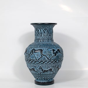 Αncient Greek Decorative Vase Pottery Wild Goat Style Blue Color Large ...