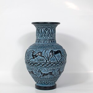 Αncient Greek Decorative Vase Pottery Wild Goat Style Blue Color Large ...