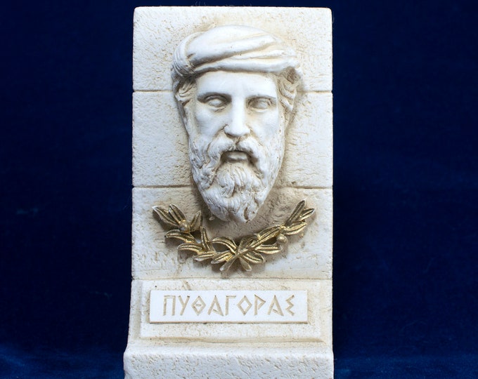 Pythagoras Alabaster Sculpture Patina Aged Ancient Greek Mathematician ...