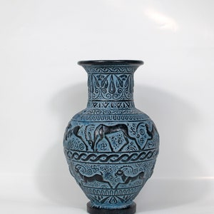 Αncient Greek Decorative Vase Pottery Wild Goat Style Blue Color Large ...