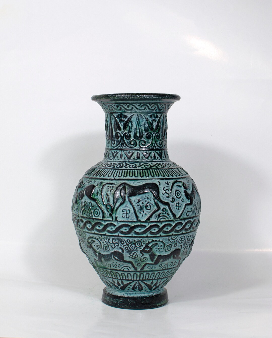 Αncient Greek Decorative Vase Pottery Wild Goat Style Green - Etsy