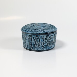 Pyxis Αncient Greek Pottery Cylindrical Box Holder Cosmetics Jewellery Blue Color Mini - Etsy