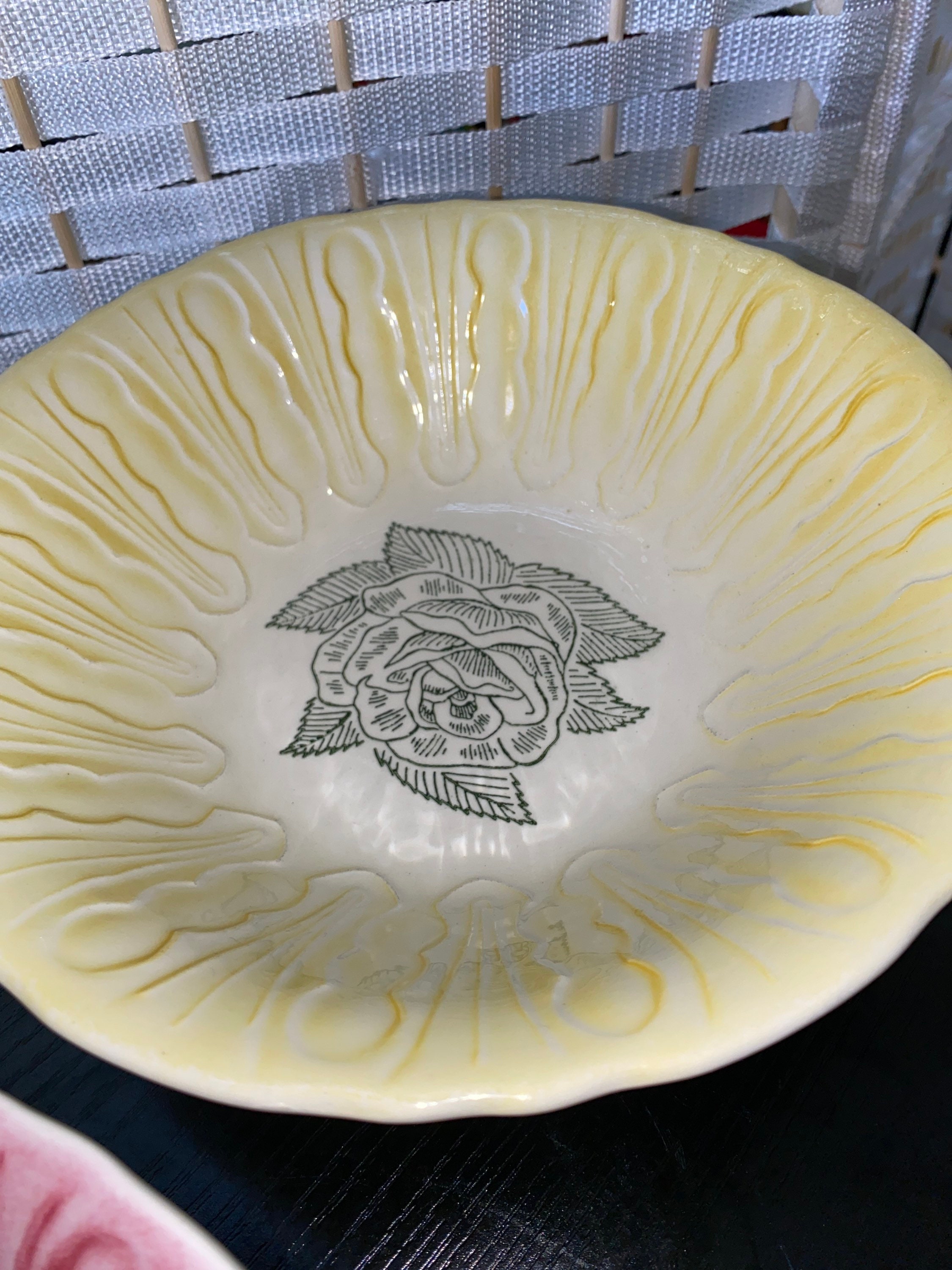 1950s Scio Pottery green Rose Burgundy and Yellow Ceramic Serving Bowls ...