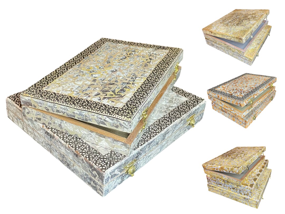 Wooden Decorated Boxes Available in Gold, Silver and Rose Gold ...