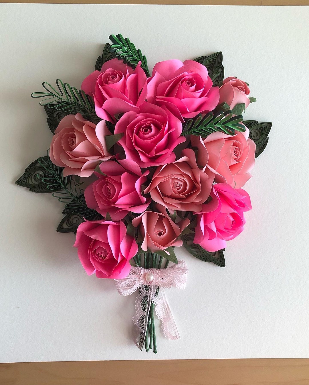 Paper Roses Wall Art, Unique Handmade Gift for All Occasions, Shadow ...