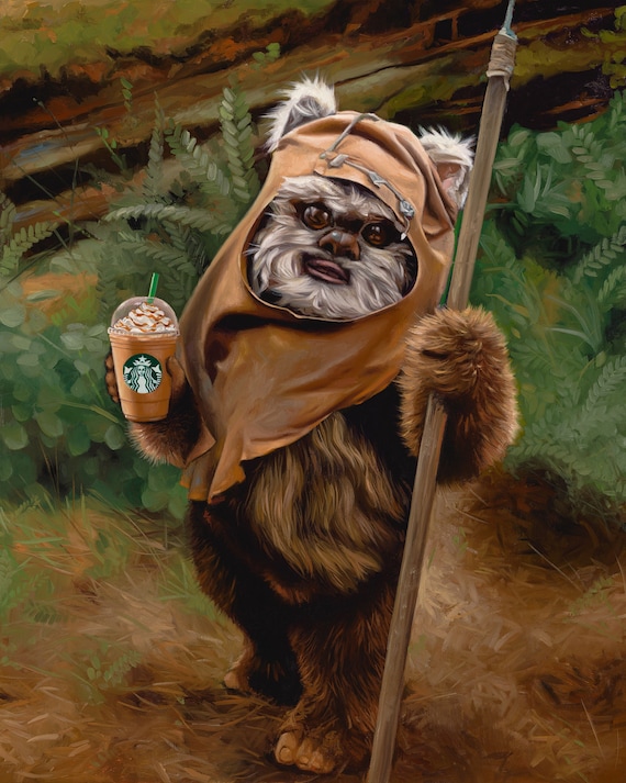 Ewok Star Wars Starbucks Disney Disney Art Star Wars Art | Etsy