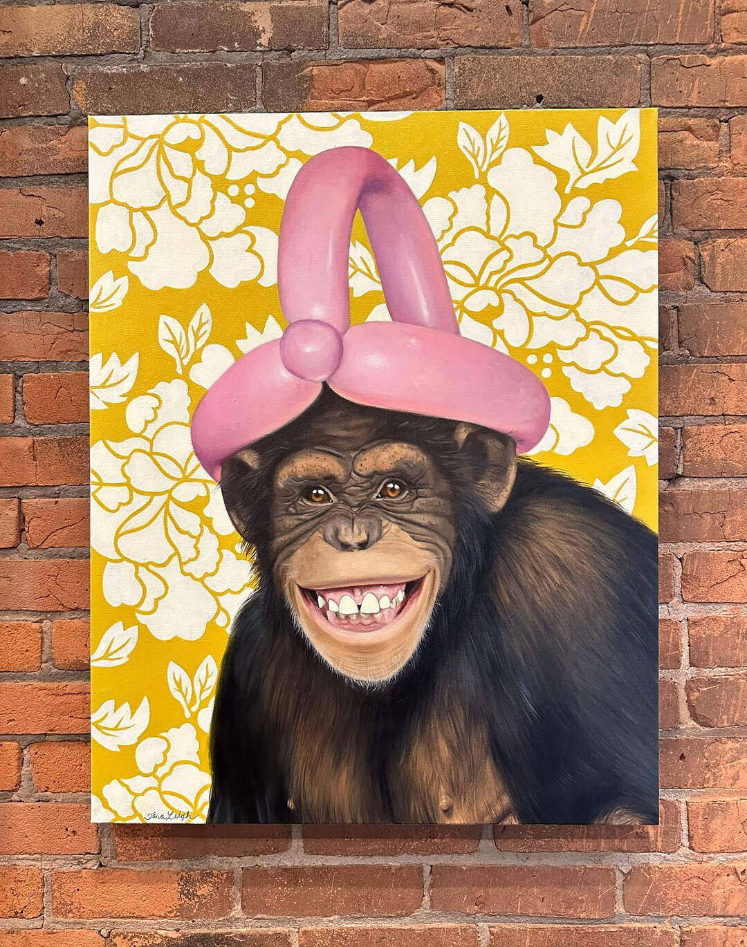 Chimp, Chimpanzee, Chimpanzee Art, Oil Painting, Original Art, Balloon ...