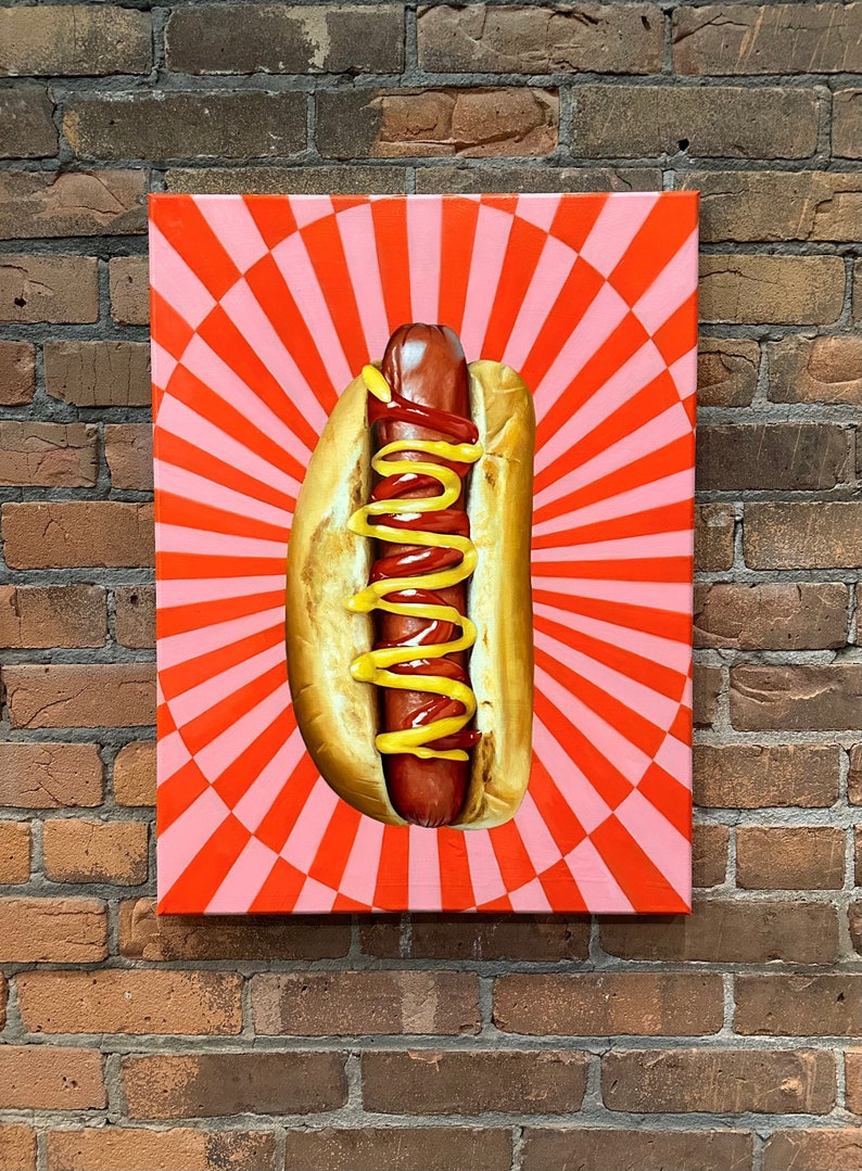 Hot Dog Hot Dog Painting Oil Painting Original Artwork - Etsy