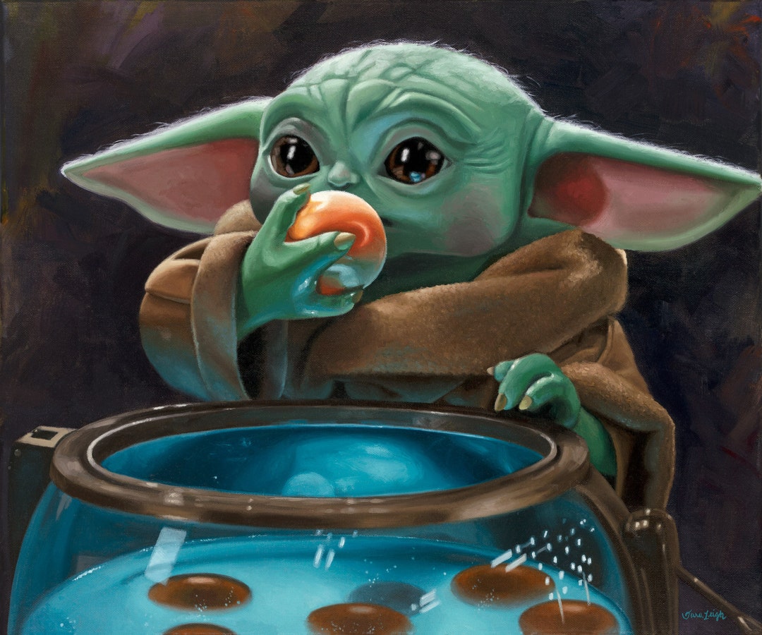 Grogu, Art, Baby Yoda, Mandalorian, Disney Art, Oil Painting ...