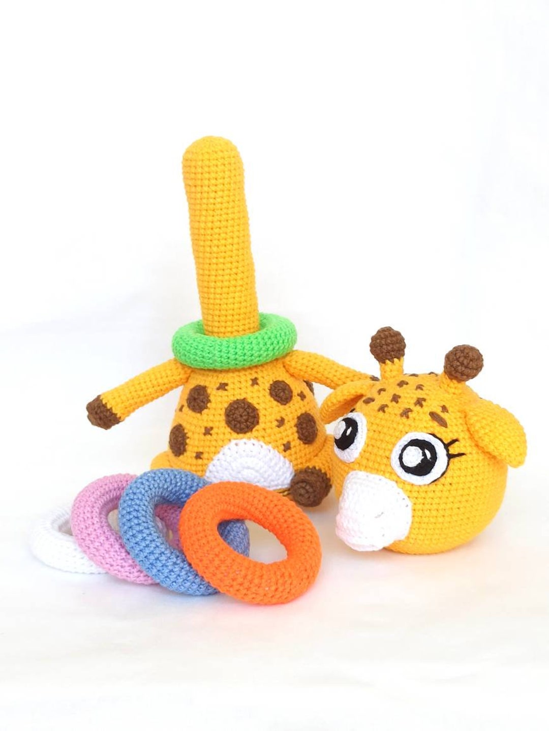 Giraffe Stacking Toy, Montessori Sorting Toy, Amigurumi Rainbow ...
