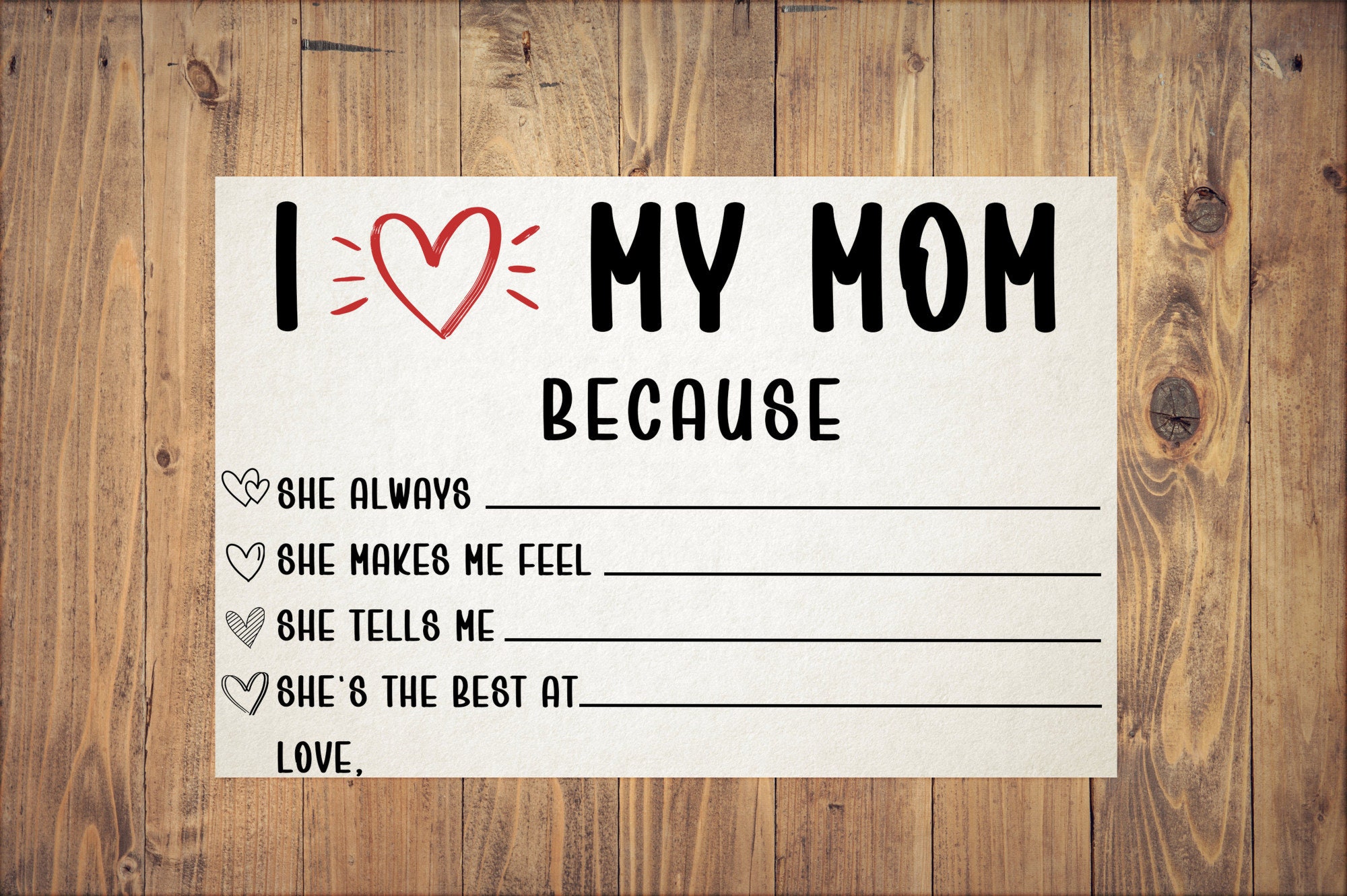 I Love My Mom Message Card - Etsy
