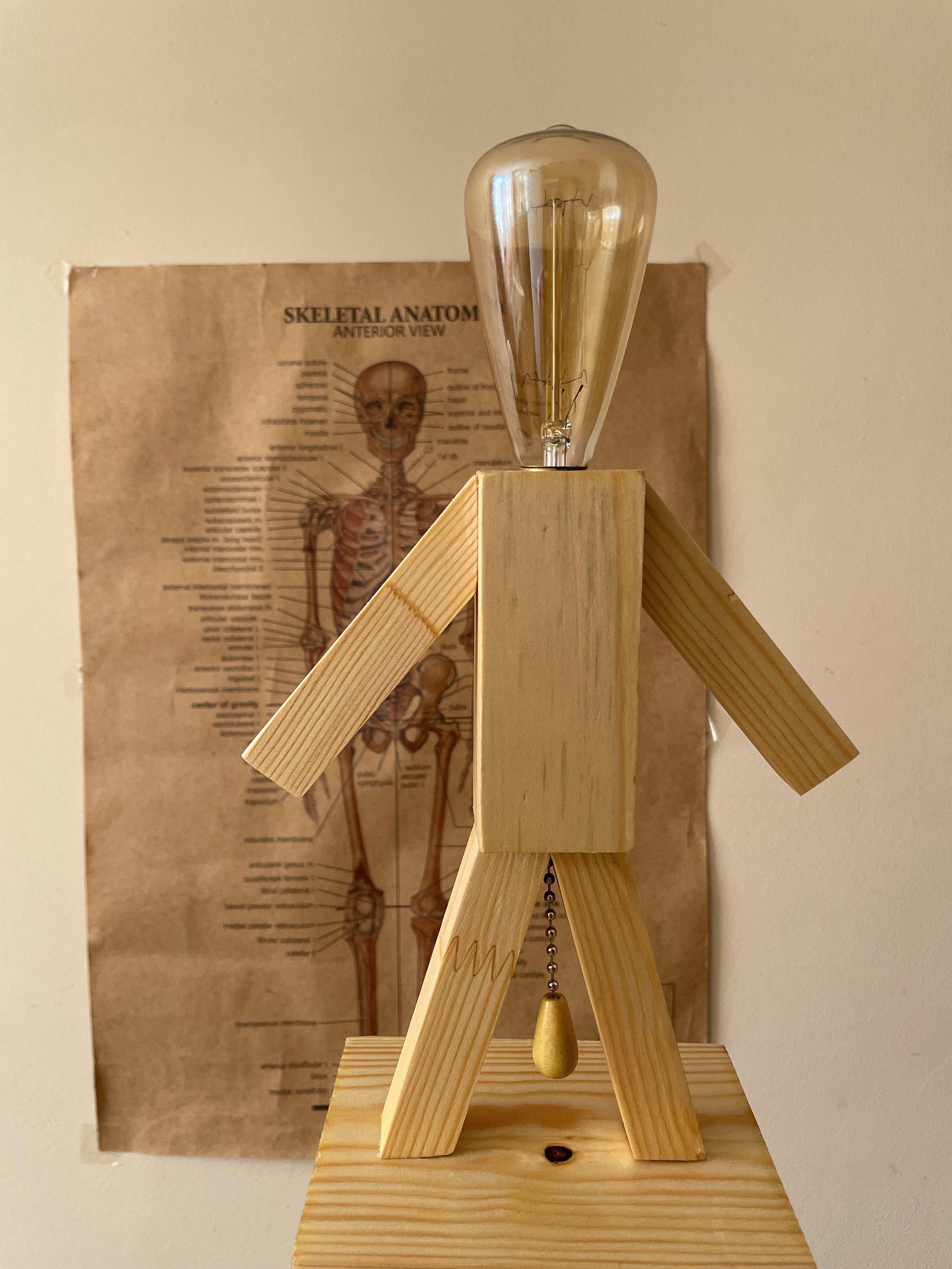 Fancy Table Lamp, Wood Lamp, Edison Light Bulb, Housewarming, Stag ...