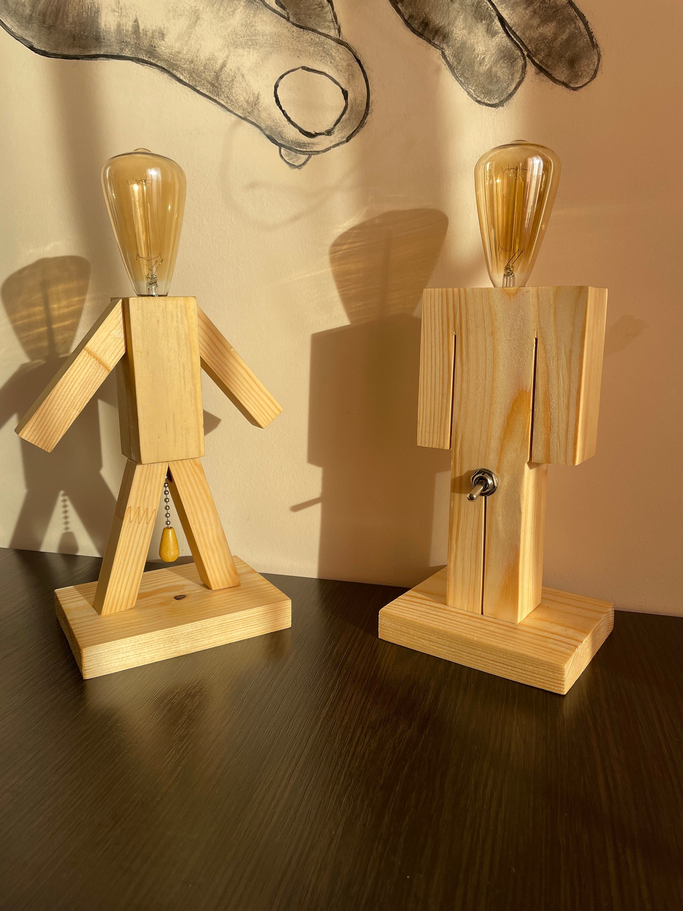 Fancy Table Lamp, Wood Lamp, Edison Light Bulb, Housewarming, Stag ...