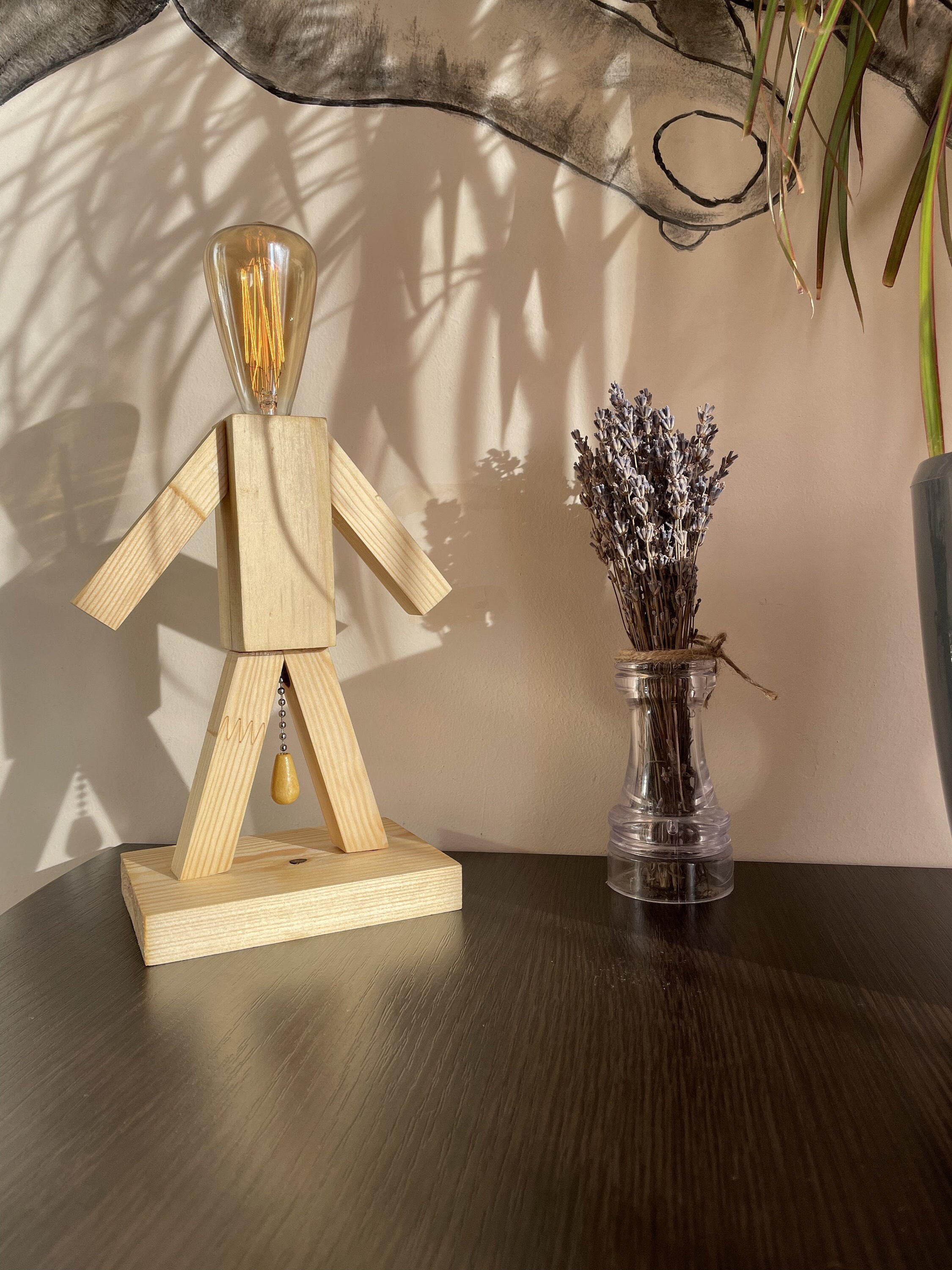 Fancy Table Lamp, Wood Lamp, Edison Light Bulb, Housewarming, Stag ...