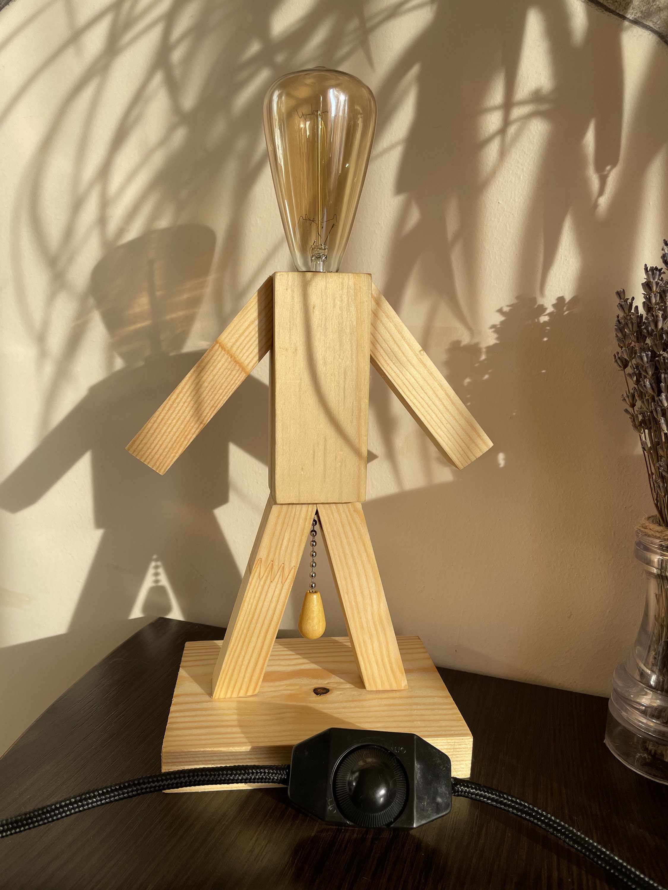 Fancy Table Lamp, Wood Lamp, Edison Light Bulb, Housewarming, Stag ...