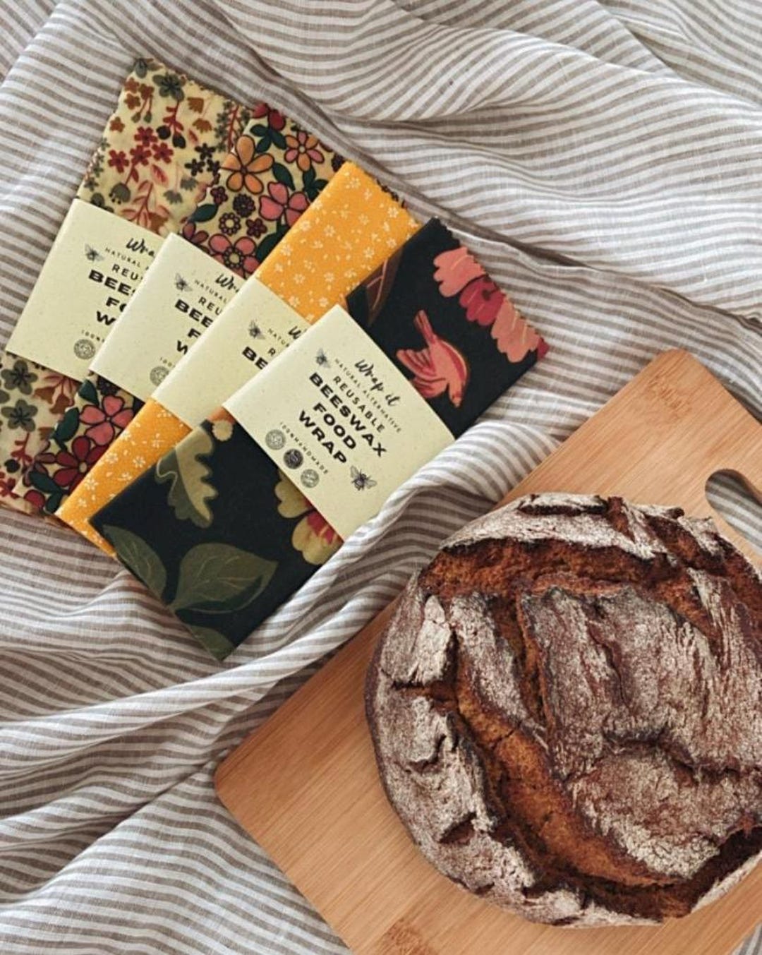 Extra Large Reusable Beeswax Food Wrap - Bread Wrap 16x16 or 20x20 ...