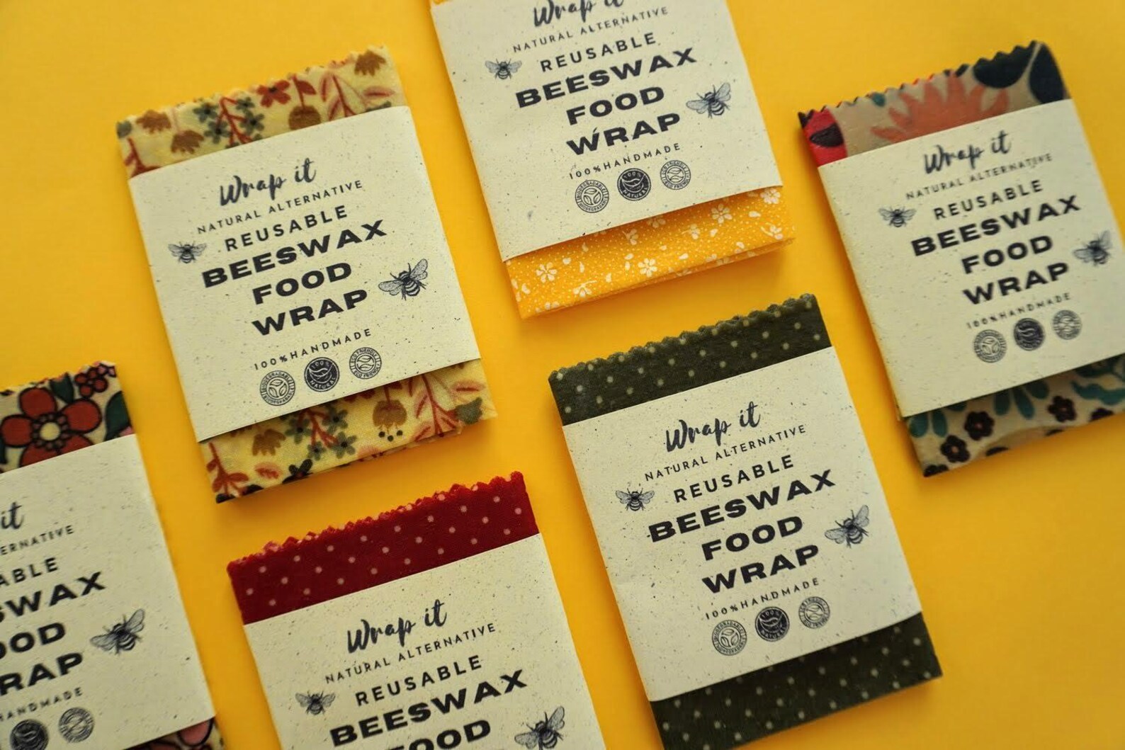 Set of 4 Small Beeswax Food Wraps - Zero Waste Gift - Wrapitwrapper - Etsy