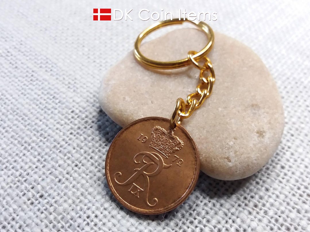 Denmark 1972 Coin Keychain - Crowned Initial R - Danish 5 Ore Coin ...