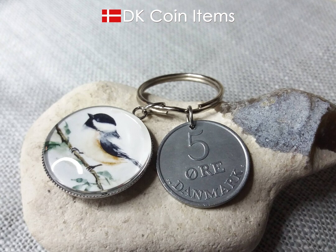 Denmark 1960 Coin Keychain. 64 Year R Initial 5 Ore Coin Pendant ...