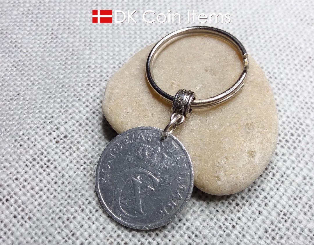 Denmark 1941 Coin Keychain Crowned C-initial Pendant Danish 5 Ore ...