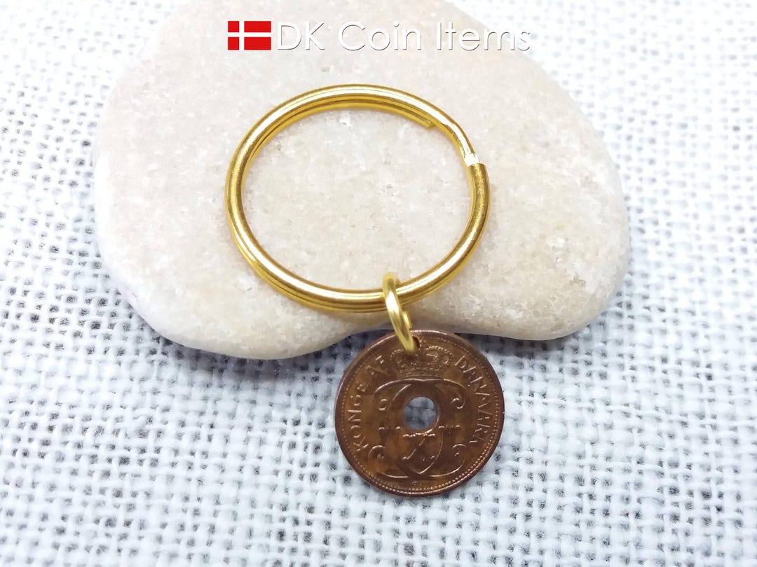 Denmark 1940 Coin Keychain 84 Year Old Crowned Letter C Initial 1 Ore ...