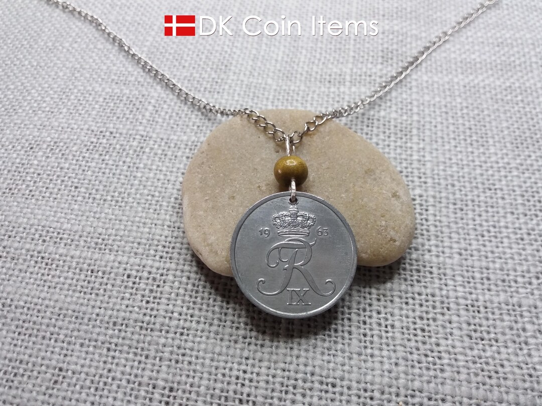 Denmark 1963 Coin Necklace - Crowned R-monogram - Danish 5 Ore Coin ...