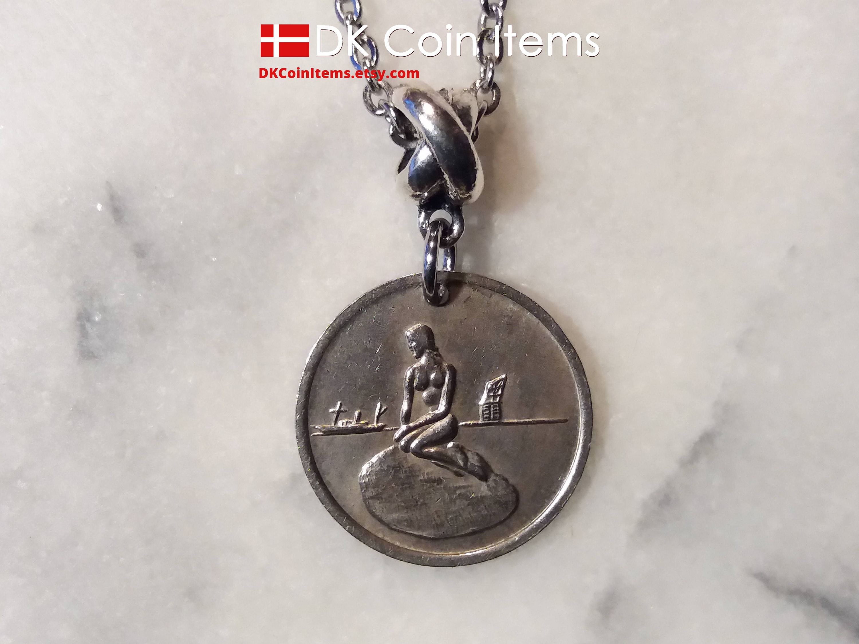 The Little Mermaid Denmark Coin Necklace. Copenhagen Tramways Vintage ...