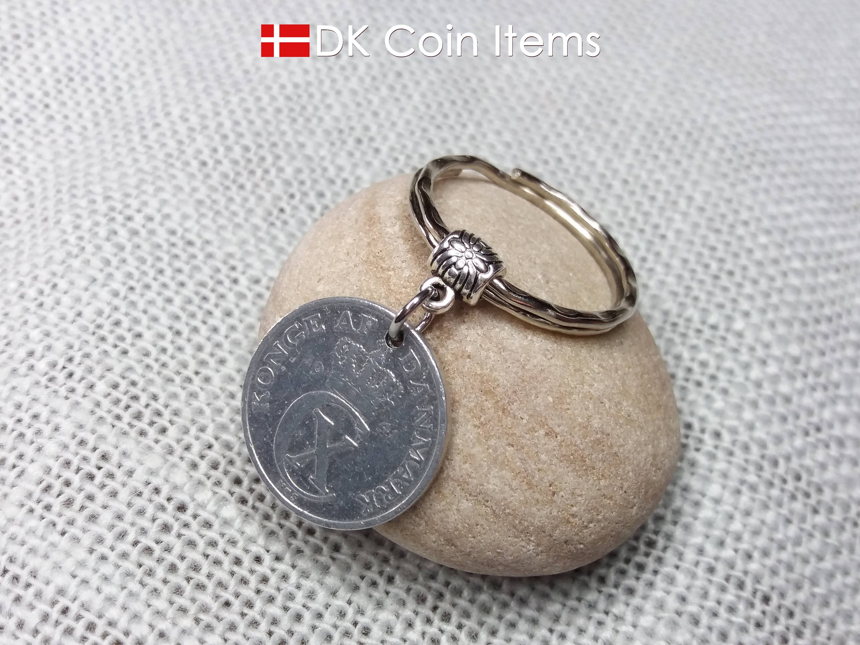 Denmark 1941 Coin Keychain. 83 Year Old C Initial 2 Ore Coin Pendant ...