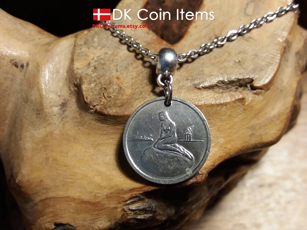 Denmark Little Mermaid Coin Necklace. the Little Mermaid Statue in ...