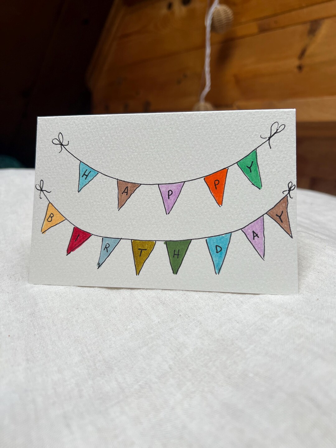 Handmade Watercolor Happy Birthday Banner Card: Bright Happy Colors - Etsy