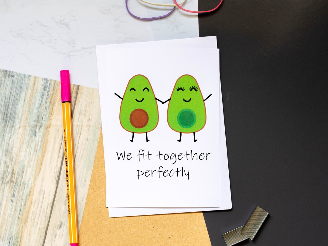 We Fit Perfectly Together, Funny Avocado Anniversary, Valentines Card ...