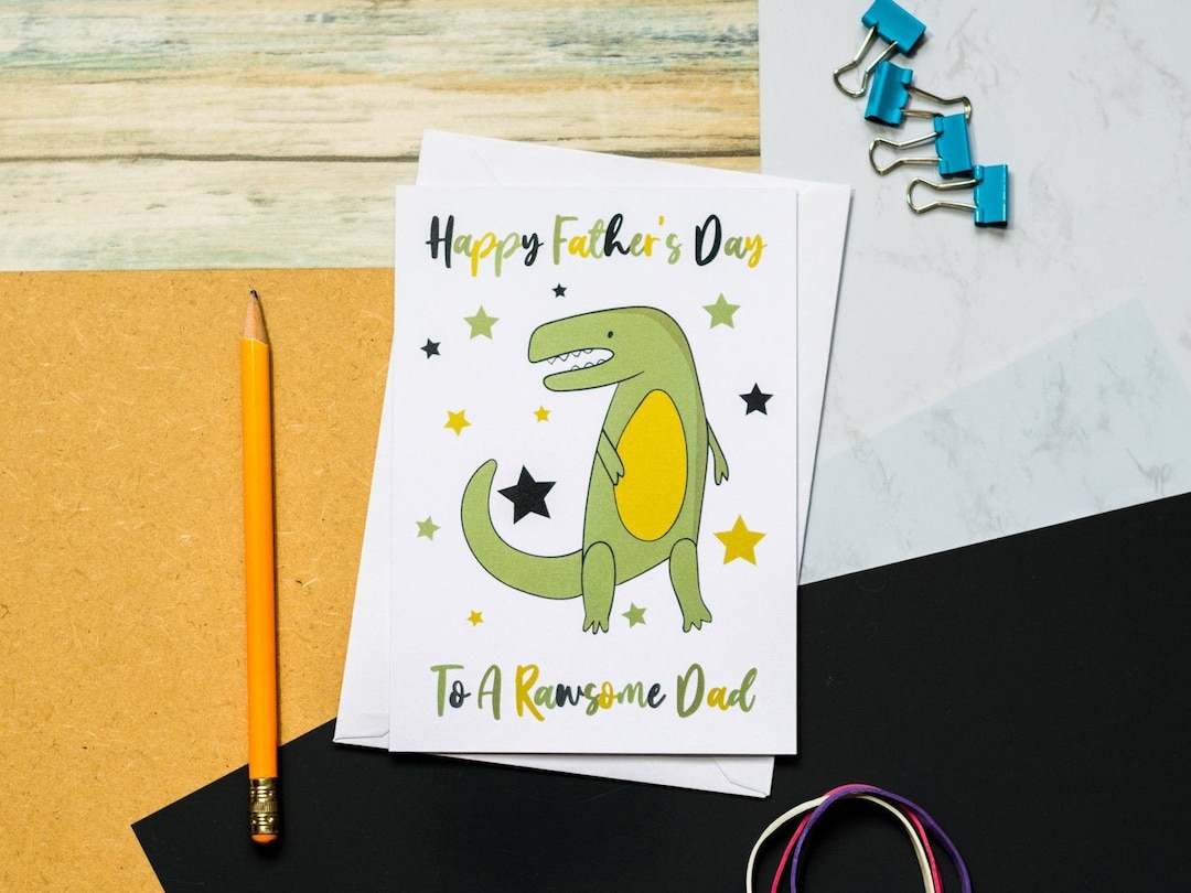 Roarsome Dad, Father's Day Card, Dinosaur Card - Etsy