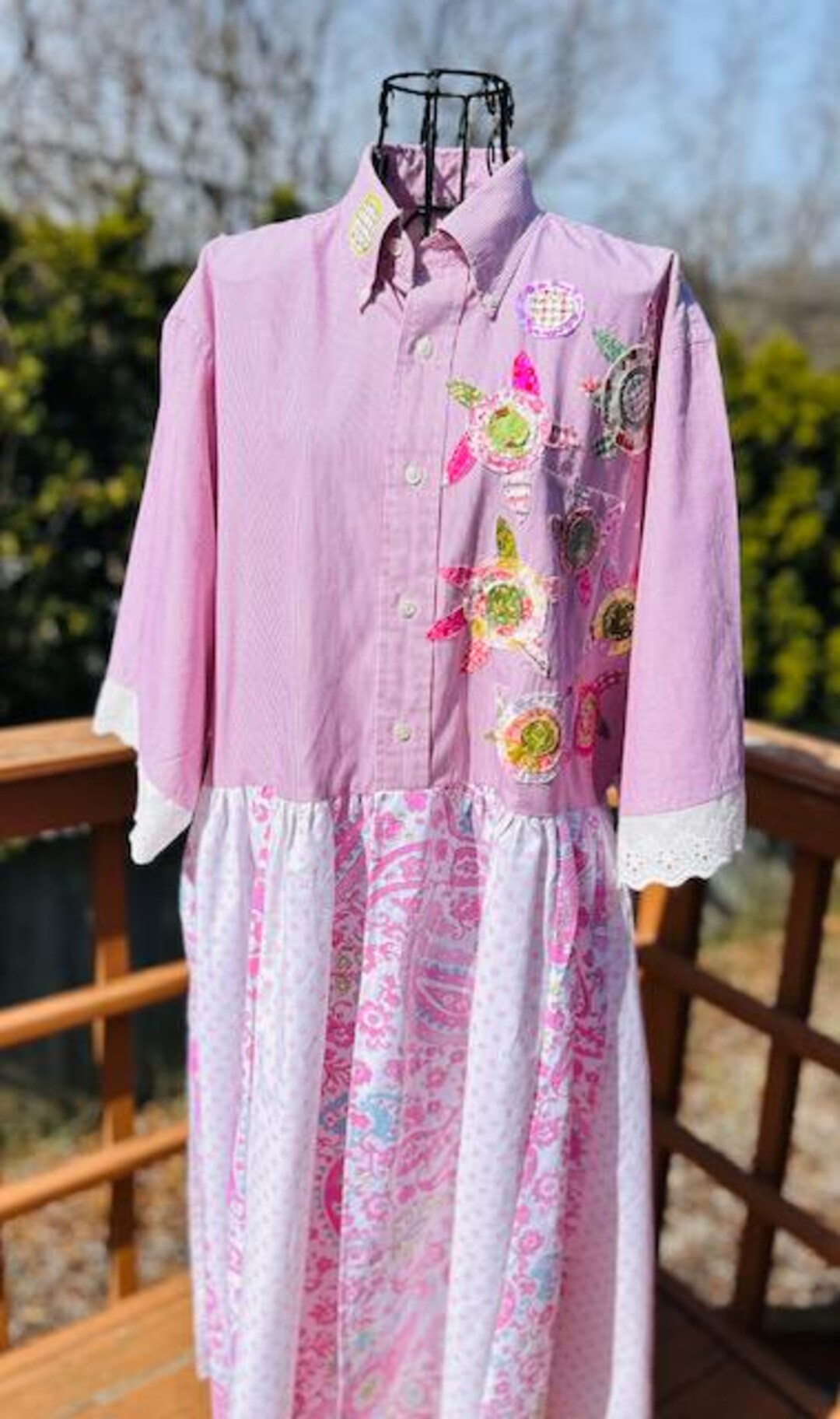 MOLLY - Pretty Pink Upcycled Duster - Handsewn and Romantic - Size M/L ...