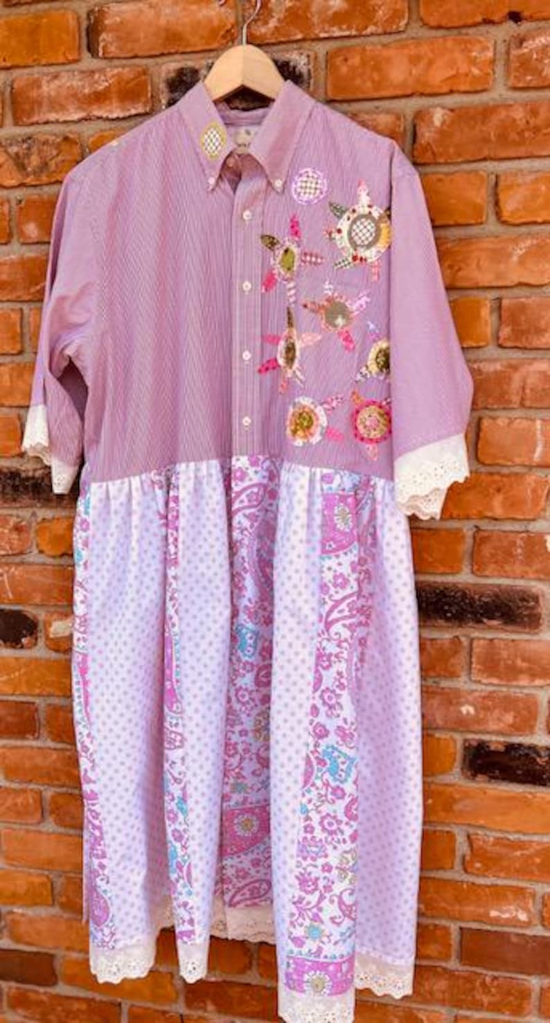MOLLY - Pretty Pink Upcycled Duster - Handsewn and Romantic - Size M/L ...