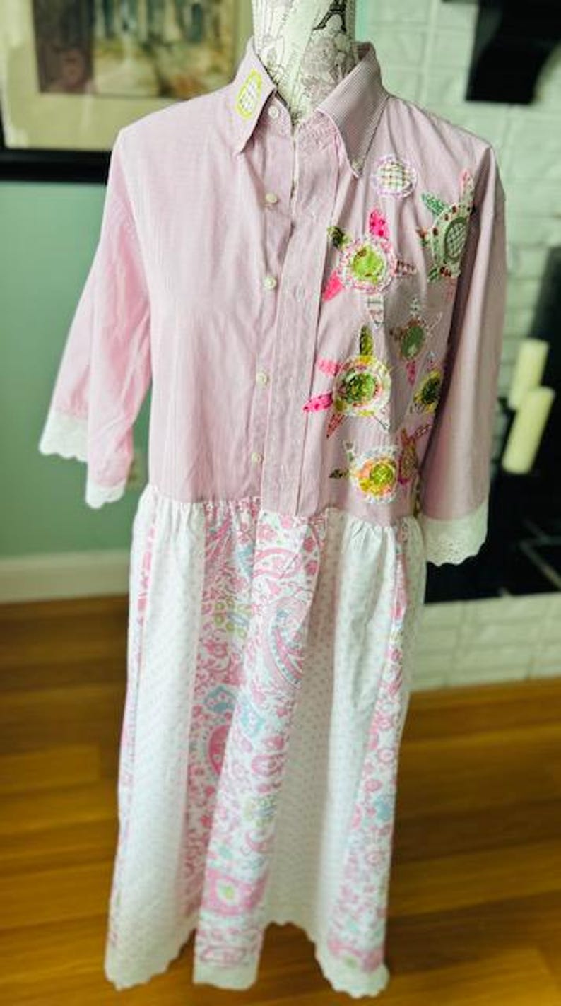 MOLLY - Pretty Pink Upcycled Duster - Handsewn and Romantic - Size M/L ...