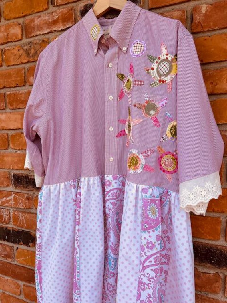 MOLLY - Pretty Pink Upcycled Duster - Handsewn and Romantic - Size M/L ...