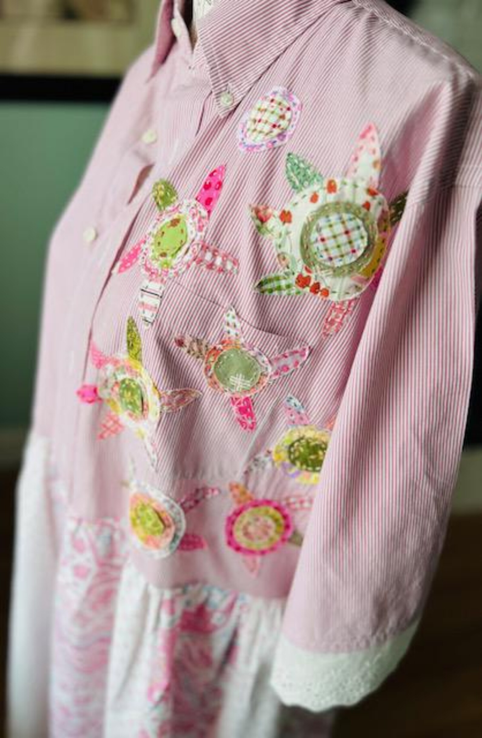 MOLLY - Pretty Pink Upcycled Duster - Handsewn and Romantic - Size M/L ...