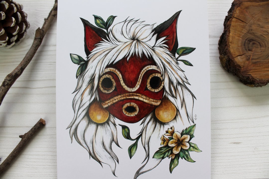 Princess Mononoke Mask Drawing