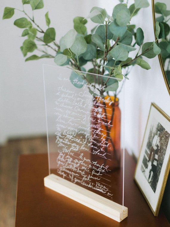 Handwritten Letter Transferred to Acrylic. Laser Engraved. | Etsy