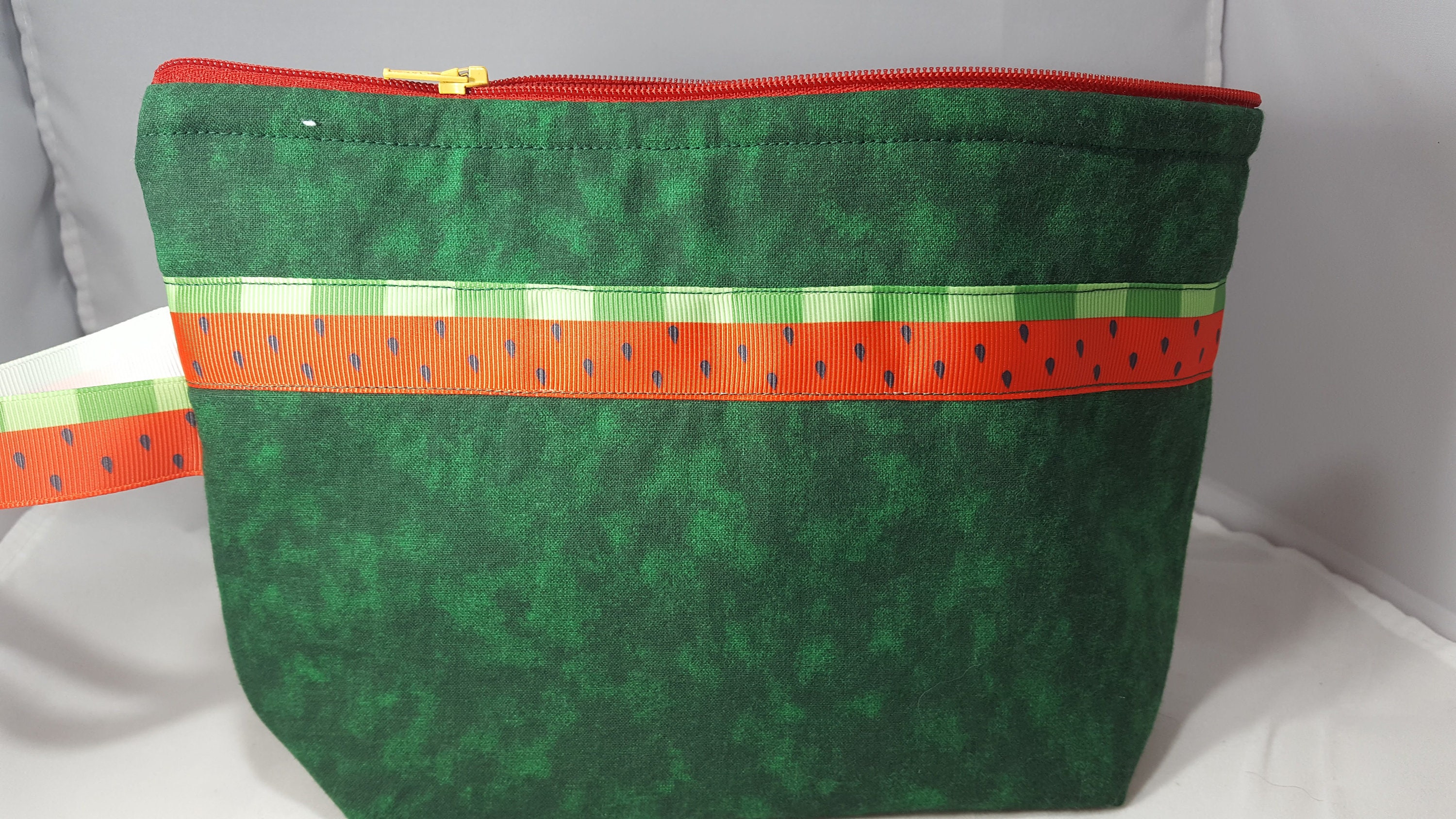 Large Raggity Pouch: Watermelon Zipper Pouch, Clutch, Purse, Cosmetic ...