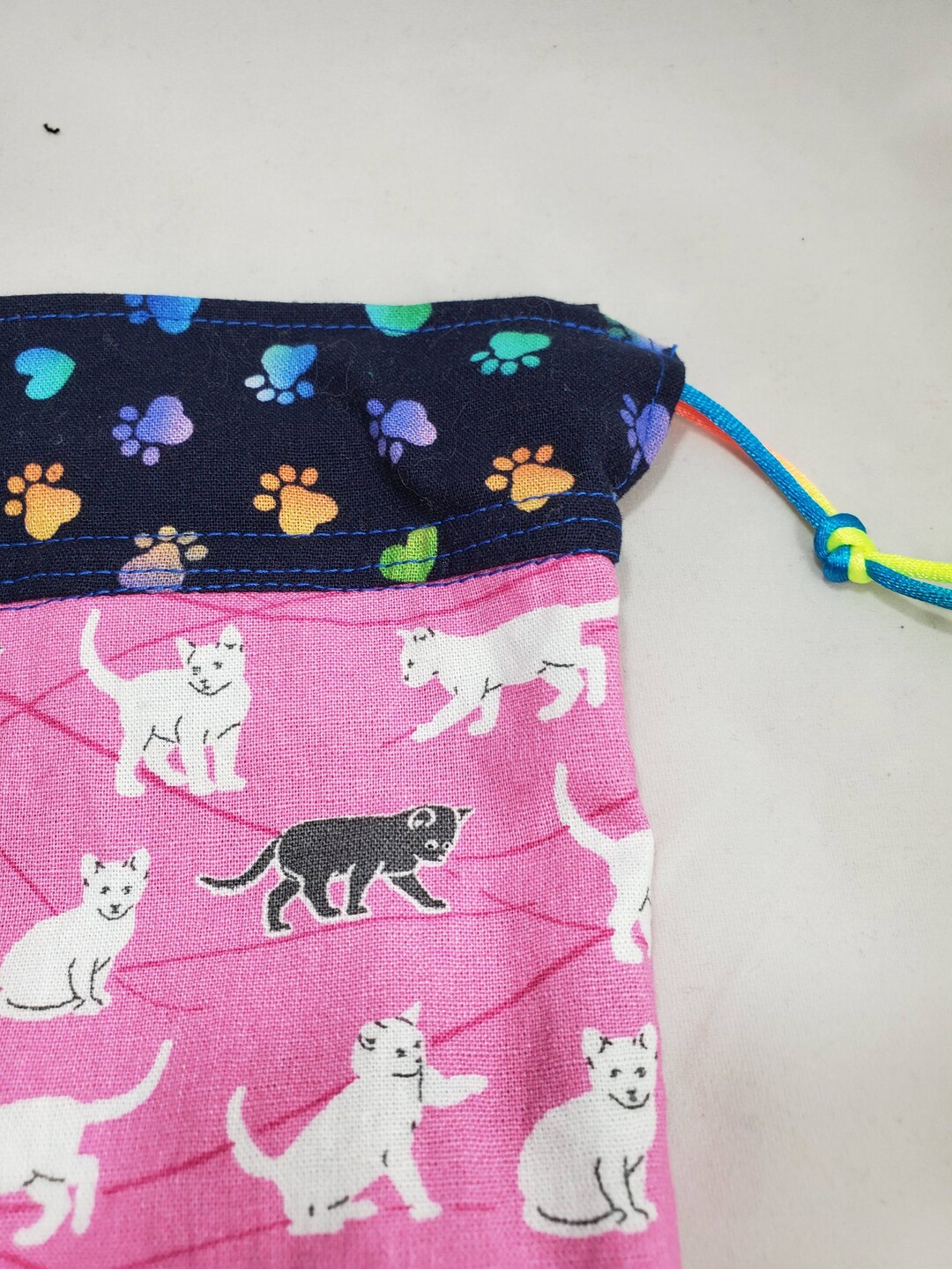 Reversible Drawstring: Cat/kitty Cotton Bag, Tote Bag, Drawstring Bag ...