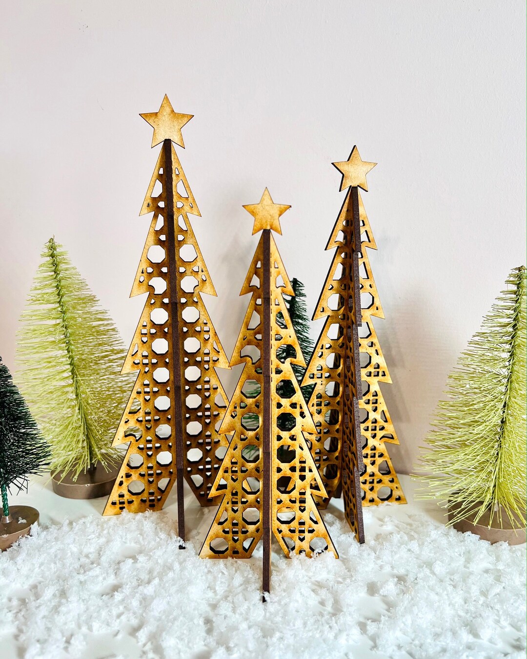 Wooden 3D Christmas Trees Set of 3 - Etsy