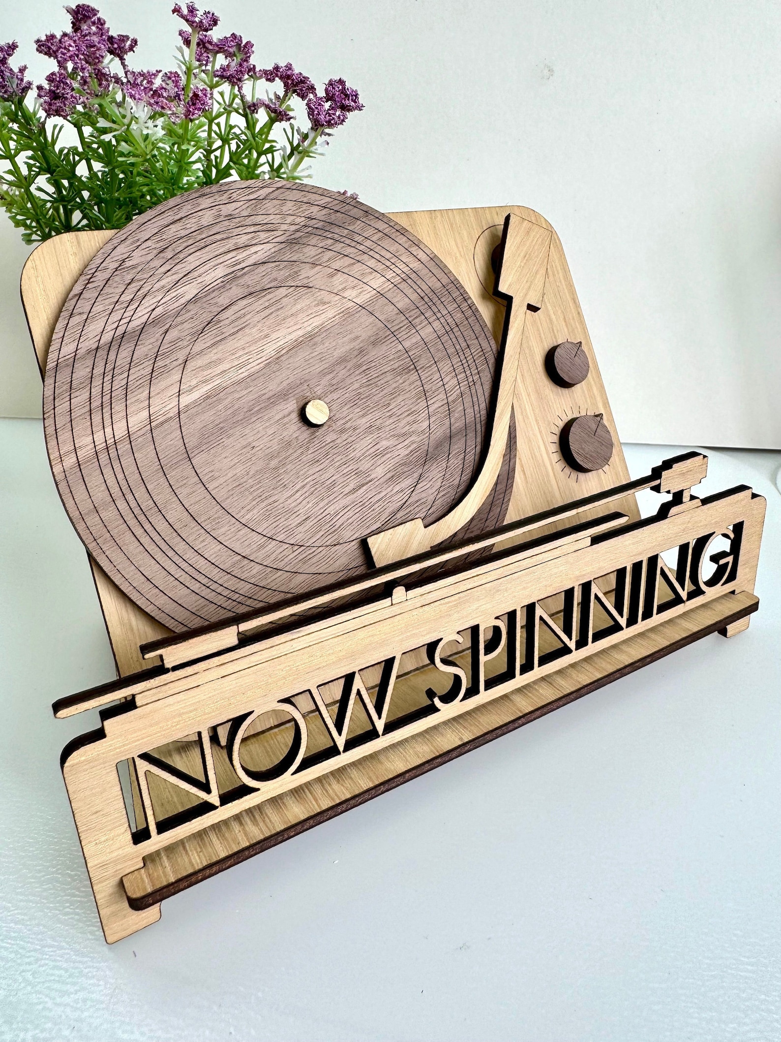 Novelty Wooden Vinyl Holder 'now Spinning' - Vinyl Record Stand / Vinyl ...