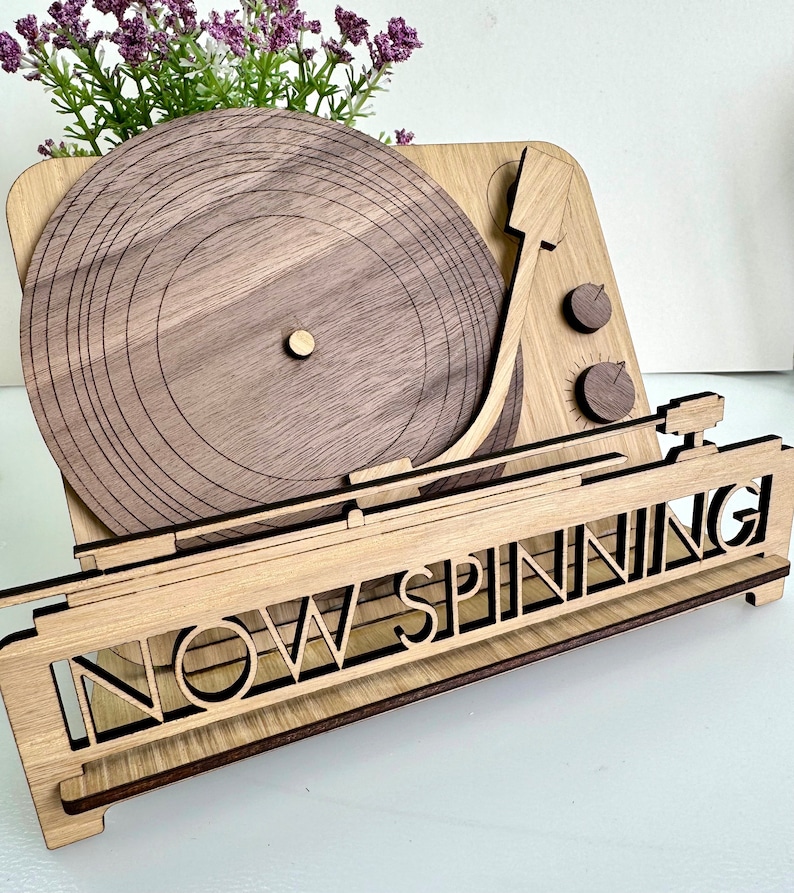 Novelty Wooden Vinyl Holder 'now Spinning' - Vinyl Record Stand / Vinyl ...